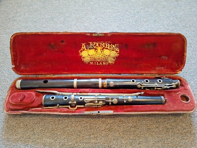 VINTAGE Wooden Italian Flute A Rampone Milano 1800s? with Original Case ...