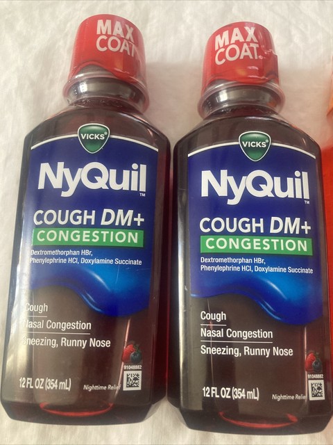 Vicks NyQuil Cough DM+ Congestion - Berry Flavor, 12 fl oz (Pack of 2 ...