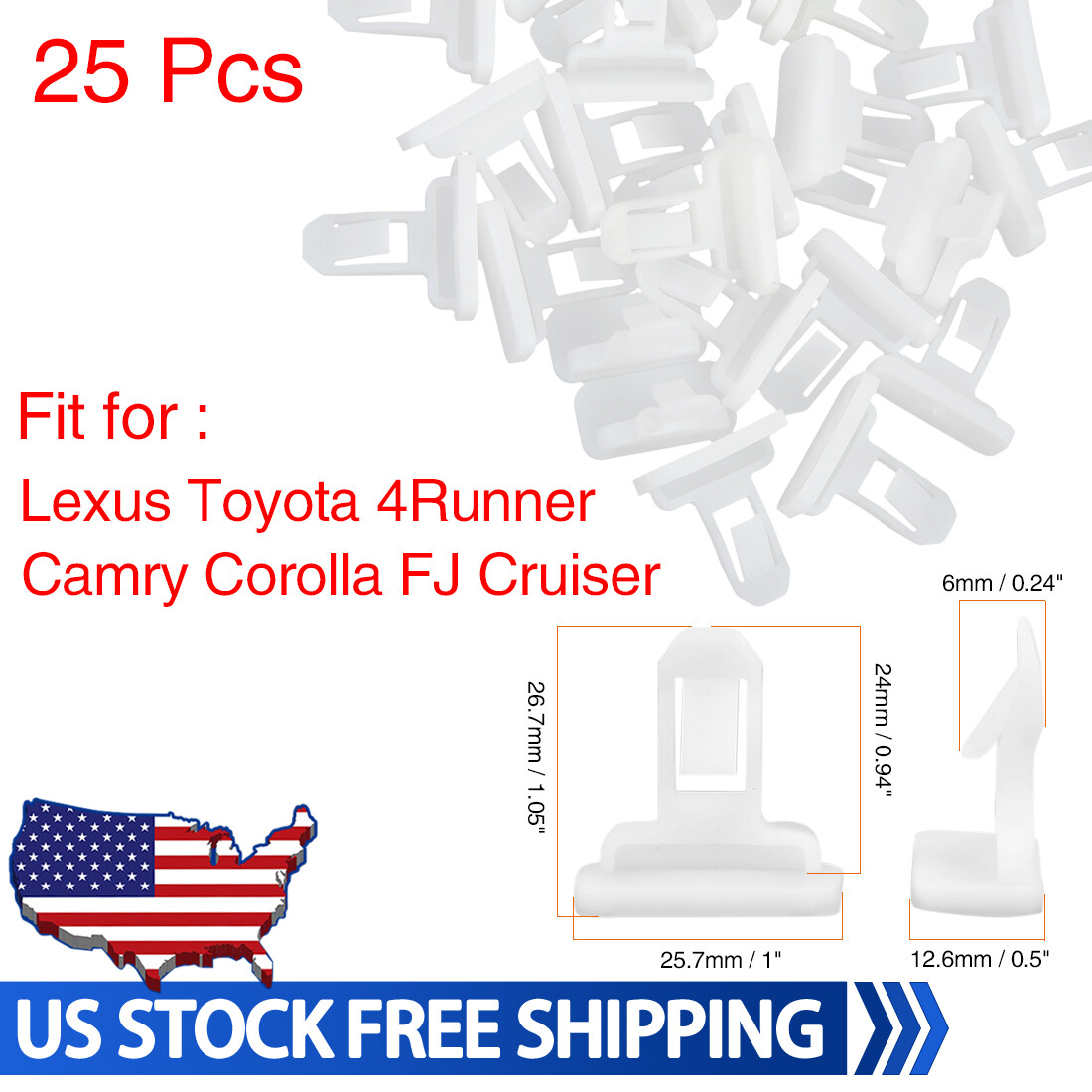 25 Pcs White Front Rear Spoiler Clips 75392-35220 for Toyota for Lexus ...