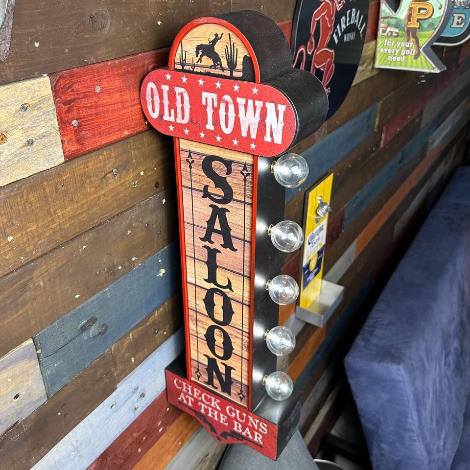 Saloon Double Sided Vintage Inspired 25" Battery Operated Marquee LED ...