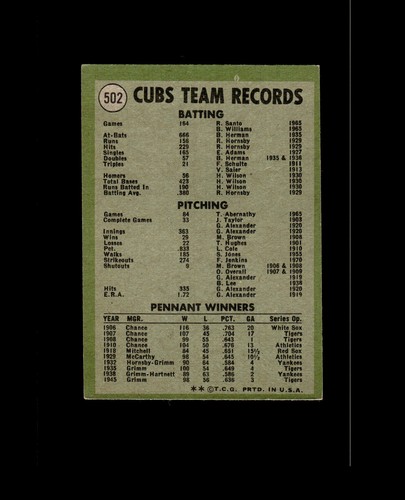 1971 Topps 502 Chicago Cubs Team VG-EX #D1,404873 | eBay