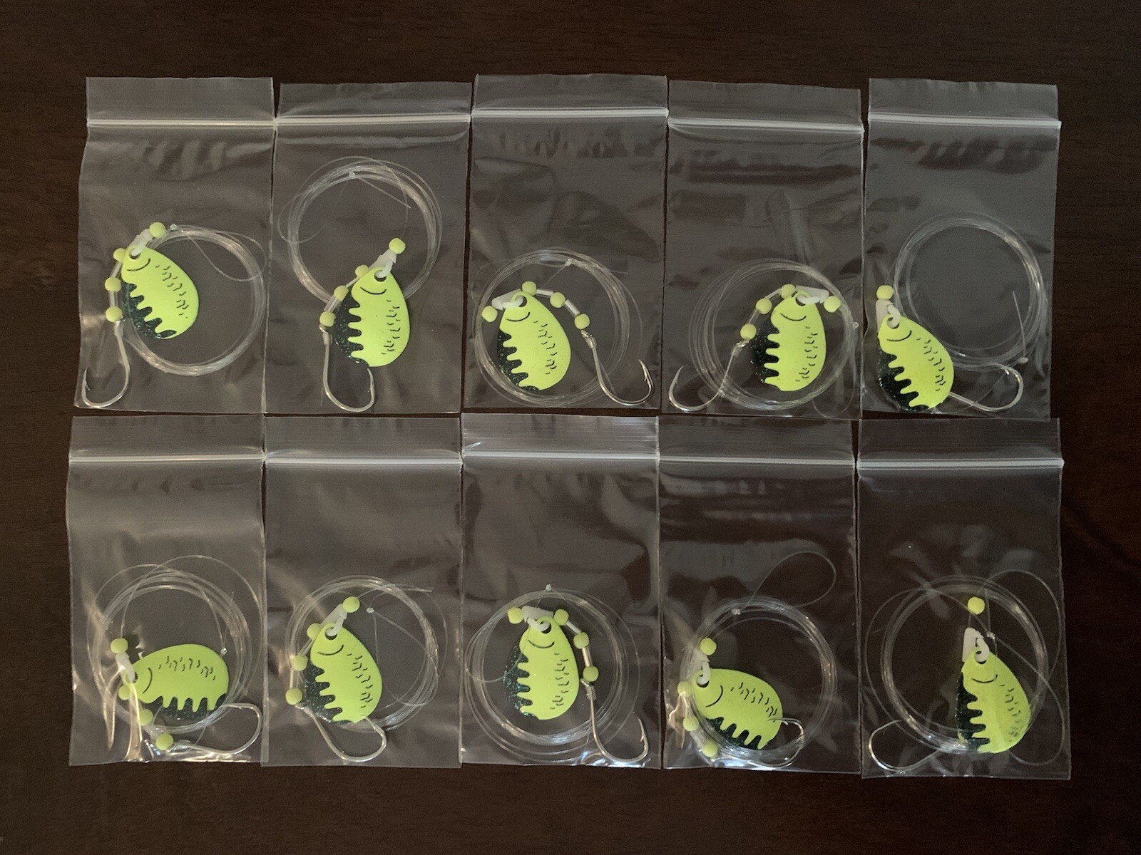 10 Walleye 1-Hook Snell Harness w/Quick Change & Chartreuse Perch ...