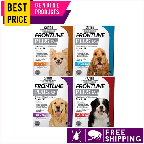 FRONTLINE PLUS Flea and Tick Control For Dogs All Sizes 3 Doses Free ...