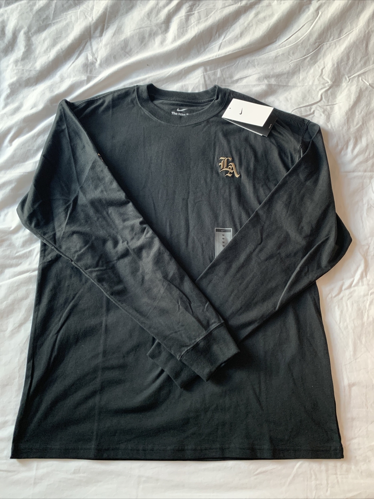 New Nike Los Angeles Lakers LA KING James Black/Gold Long-Sleeved (M ...