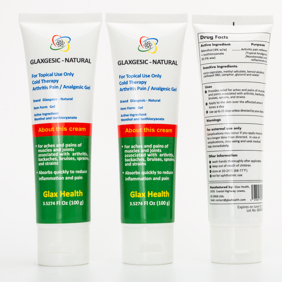 GLAXGESIC-NATURAL Pain Relief Gel Topical Analgesic Arthritis Joint ...