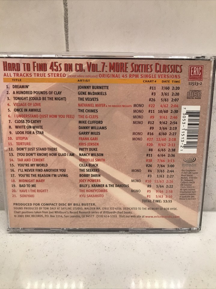 Hard-To-Find 45's on CD Vol 7 More Sixties Classics In Excellent Used Condition 730531151321| eBay