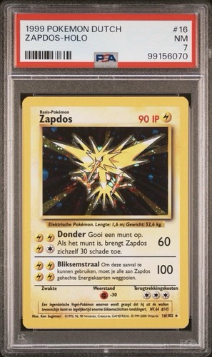 1999 Pokemon DUTCH Unlimited Base Set Zapdos Holo 16/102 PSA 7 NM | eBay