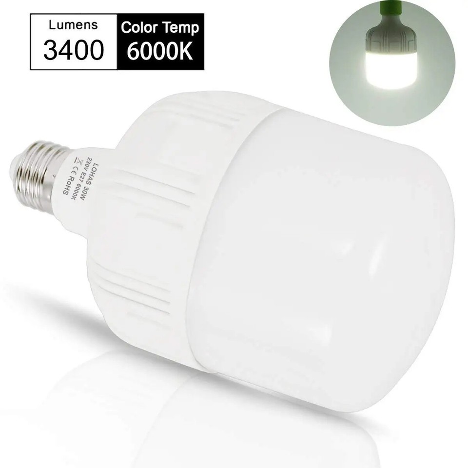 250-300W Equivalent E27 LED Light Bulb , 3400 Lumens Daylight 6000K 30W ...