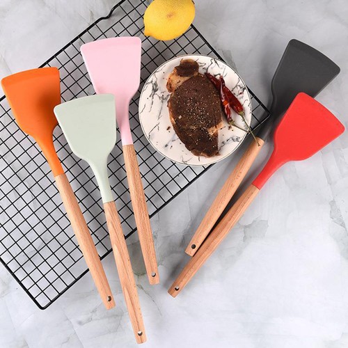 Silicone Spatula Heat Resistance Cooking Round Edges Frying Spatula ...