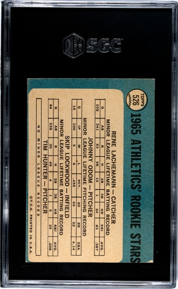 1965 Topps #526 JIM CATFISH HUNTER ROOKIE -Oakland Athletics-HOF -SGC 5 ...