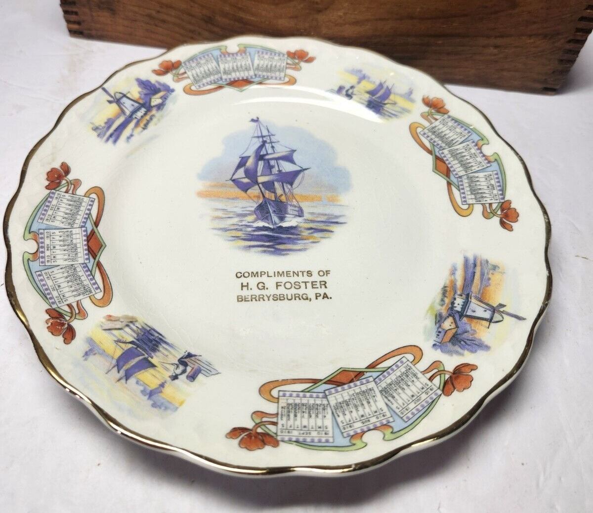VINTAGE 1910 H G FOSTER BERRYSBURG PA ADVERTISING CALENDAR PLATE | eBay