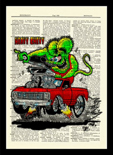 Rat Fink Dictionary Art Print Picture Vintage Book Hod Rod Red Chevy ...