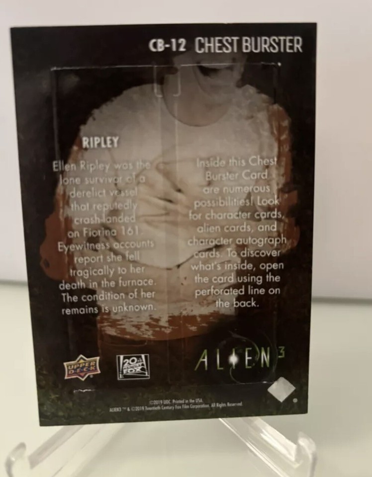 2019 UPPER DECK ALIEN 3 SIGOURNEY WEAVER RIPLEY CHEST BURSTER CB-12 ...