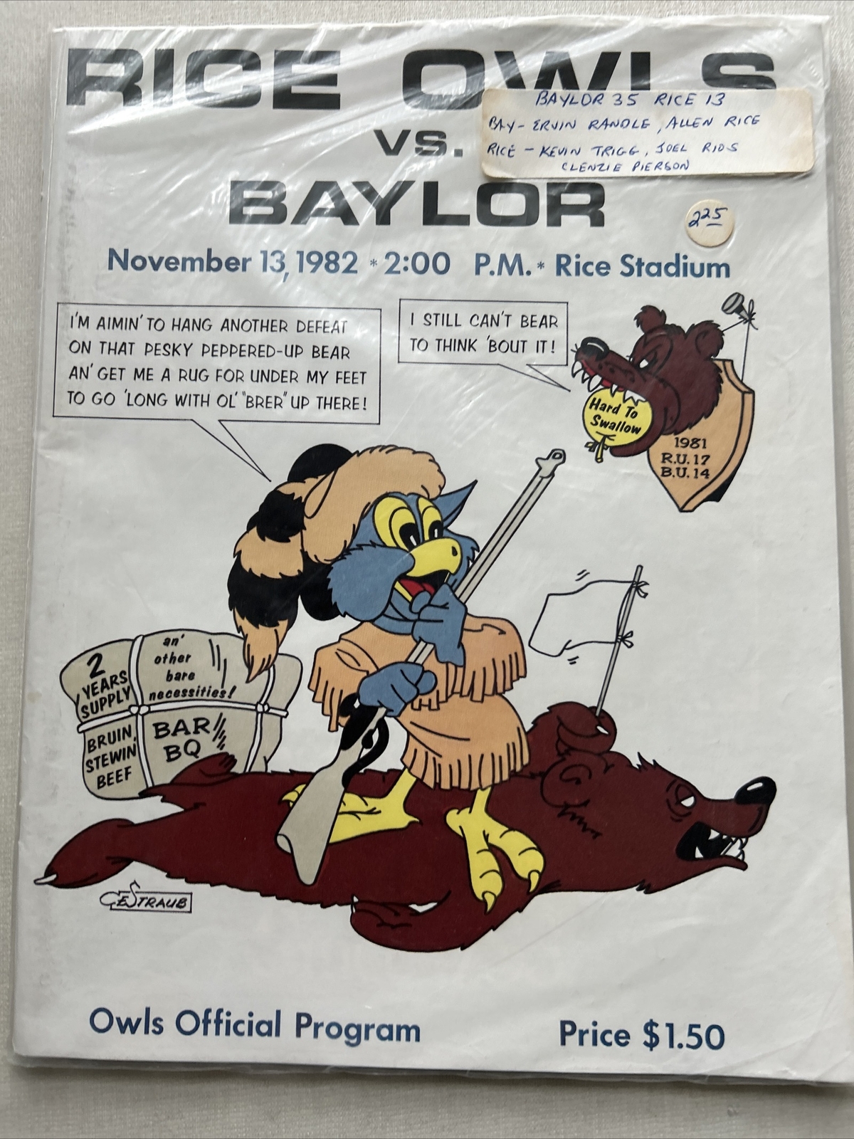 1982 RICE vs. BAYLOR COLLEGE FOOTBALL Program | eBay