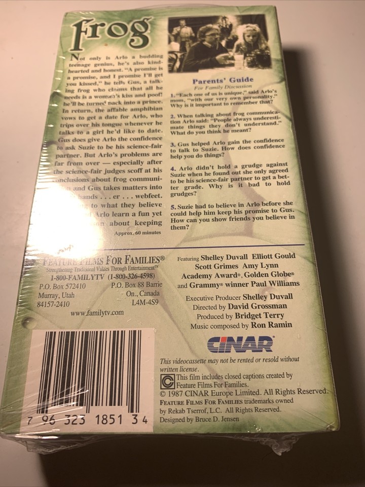 FROG (vhs) Shelley Duvall, Elliott Gould, Scott Grimes Brand NEW Sealed ...