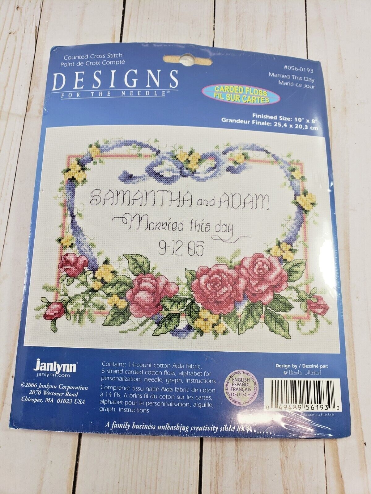 JANLYNN COUNTED CROSS STITCH MARRIED THIS DAY KIT ROSES HEART | eBay