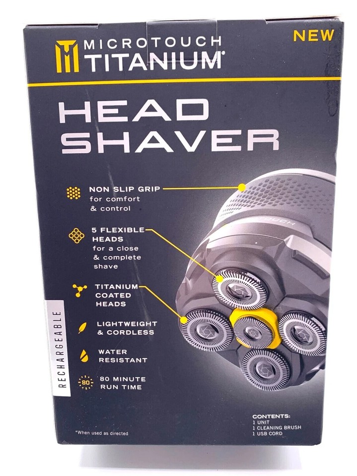 Microtouch Titanium Rechargeable Head and Face Shaver for Mens 5 ...