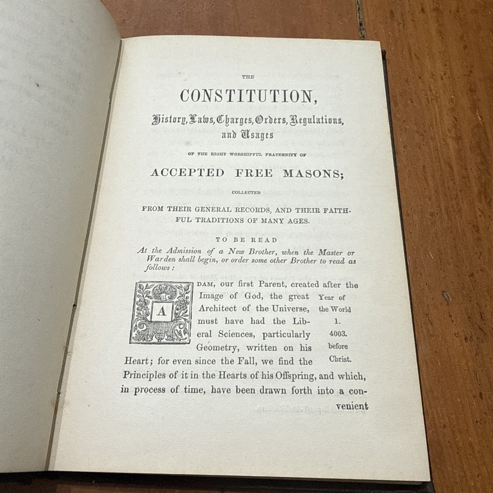 1873 The Constitutions Of The Free-Masons History Charges Reg. Masonic ...