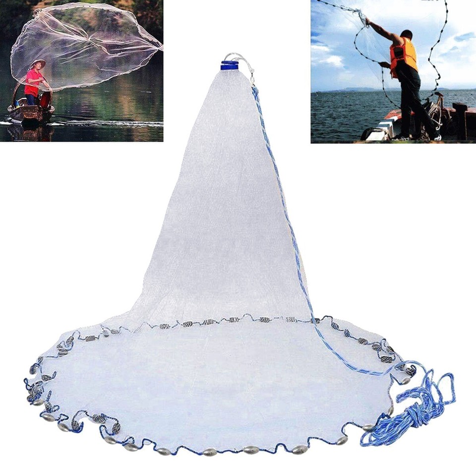3/4/5/6/8FT Radius Fishing Cast Net Bait Easy Throw Hand Cast Strong ...