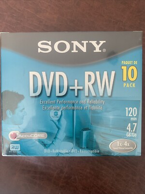 New Sony DVD + RW 10 Pack Rewriteable DVD Discs 4.7GB 120 Minutes | eBay