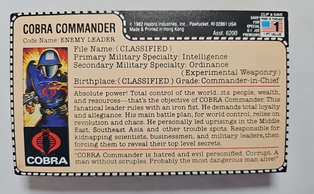 1981 G.I. JOE vintage RARE MOC Mickey Mouse COBRA COMMANDER straight ...