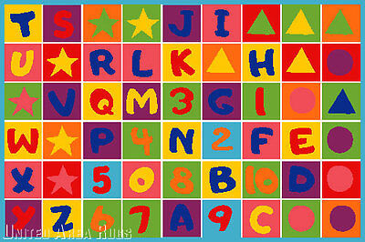 3x5 Educational Area Rug ABC Kids School Time Numbers & Letters School ...