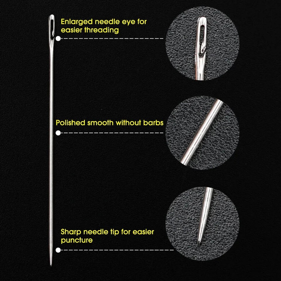 12Pcs Blind Sewing Needles Elderly Big Hole Stainless Steel Self ...