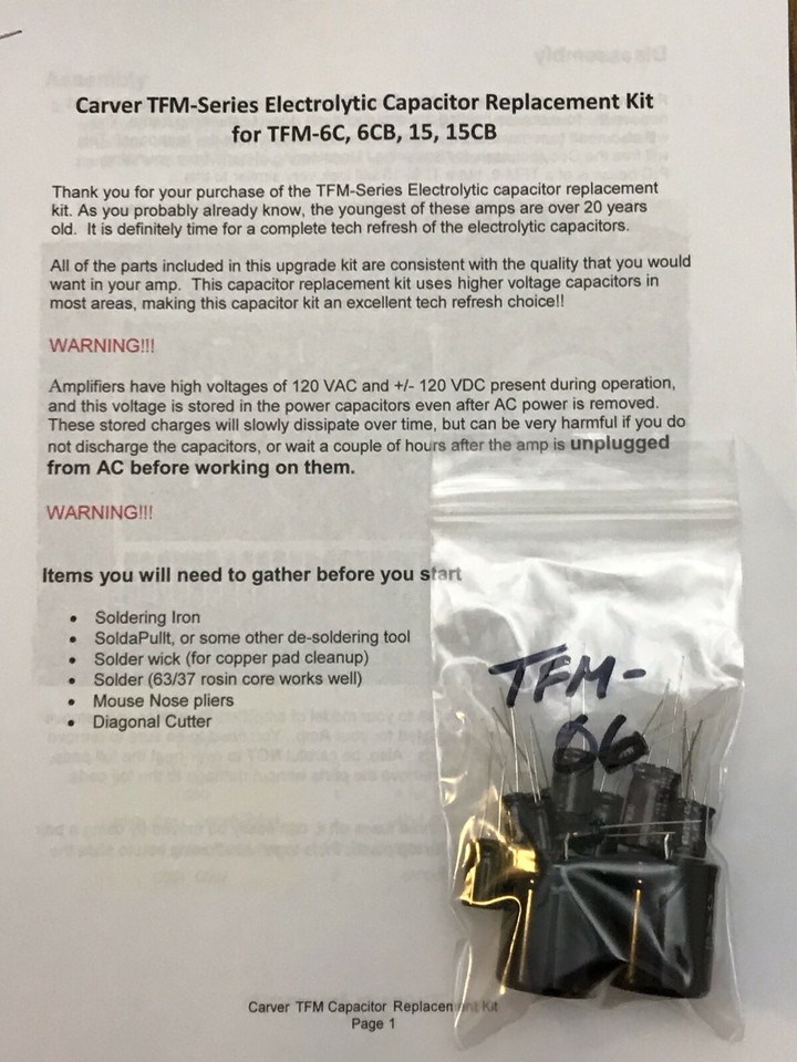 CARVER TFM-6 or TFM-6CB complete Tech Refresh / Repair Cap Kit | eBay