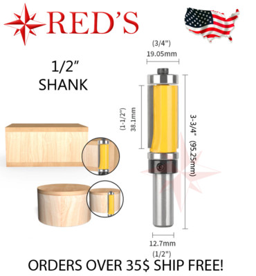Y75135-8 REDS 3/4D X 1-1/2"L Flush Trim Top+Bottom Bearing Router Bit 1 ...