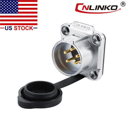 5 Pin Power Connector Panel Mount Receptacles Male Socket Waterproof ...