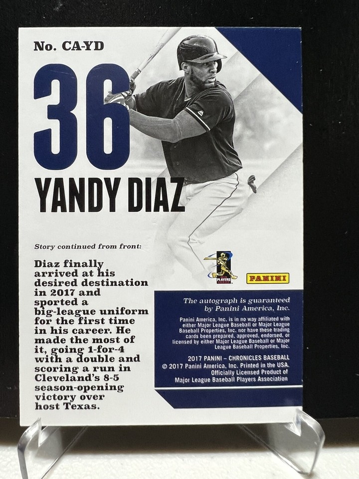 Yandy Diaz 2017 Panini Chronicles Auto #CA-YD Rookie Auto RC 👌😁! | eBay