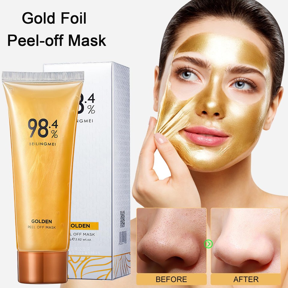 Gold Foil Peel-Off Mask - 98.4% Beilingmei Gold Face Mask,for wrinkles ...