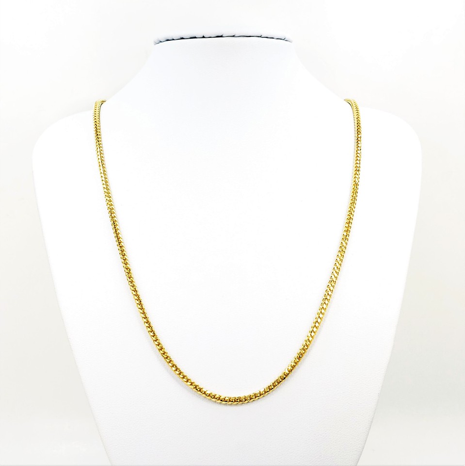 22K Solid Yellow Gold Franco Chain Necklace 21.8 in 2.5mm Genuine ...