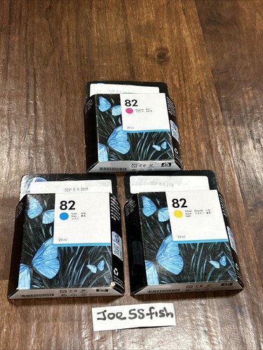 Genuine OEM HP 82 Yellow Cyan Magenta CH566A/567A/568A 28ml Ink ...