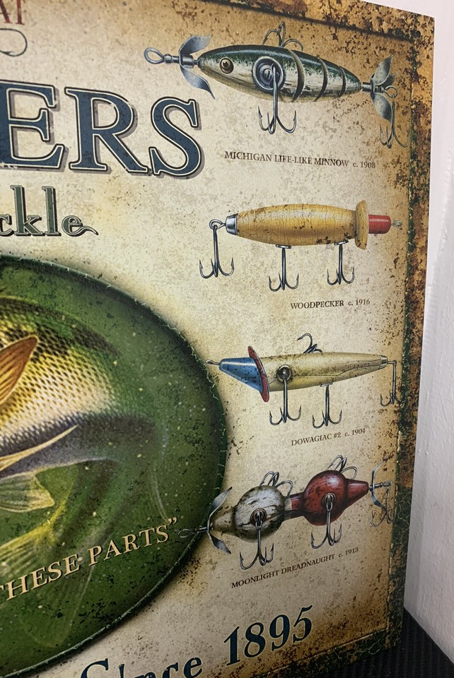 Lunker's Lures Bait & Tackle Vintage Fishing Retro Tin Metal Sign 16 ...