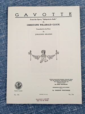 Gavotte by CW Gluck Transcr by J Brahms (Art Publication Society 1941 ...