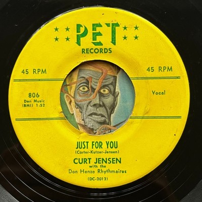 HEAR Curt Jensen 45 just For You / If I Only PET rockabilly wild rocker ...