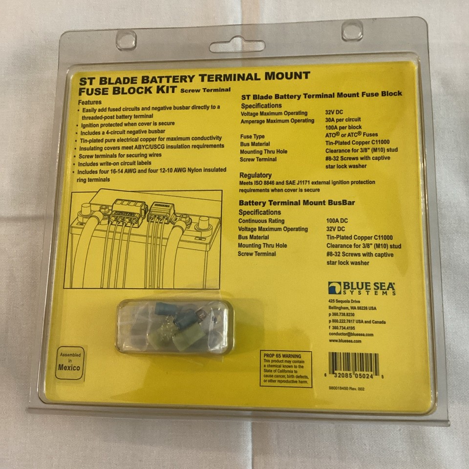 Blue Sea 5024 Marine ST Blade Battery Terminal Mount Fuse Block Kit ...