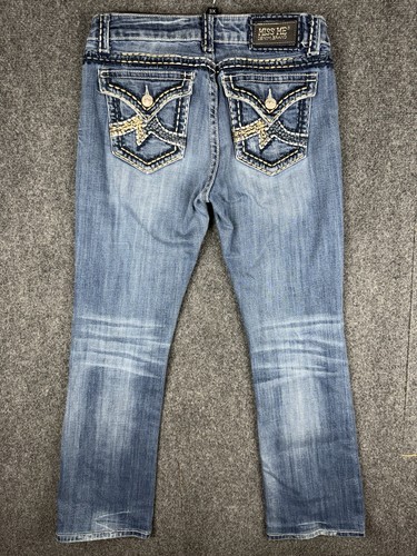 Miss Me Jeans Womens 29 Boot Cut Blue Stretch Denim Button Flap Pockets ...