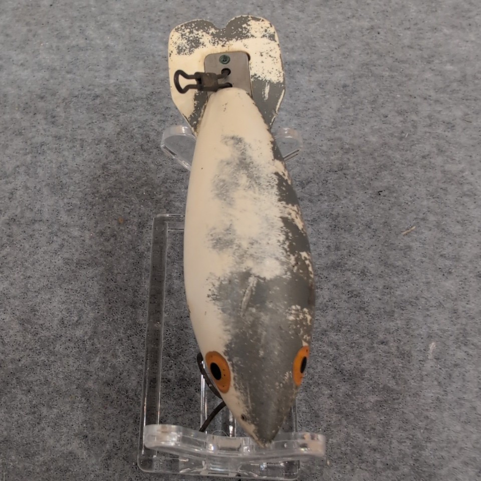 Vintage Wooden Bomber Fishing Lure Realistic Fish Design Orange Eyes | eBay