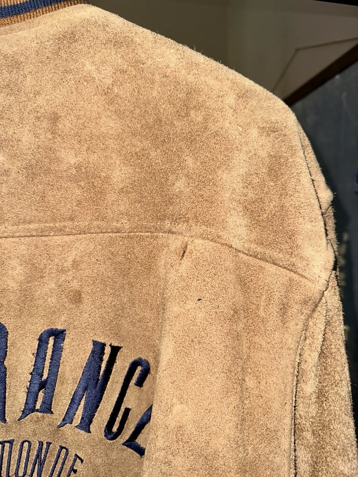 VTG Y2K Aero-France New World Large Suede Leather Bomber Jacket 1980s ...