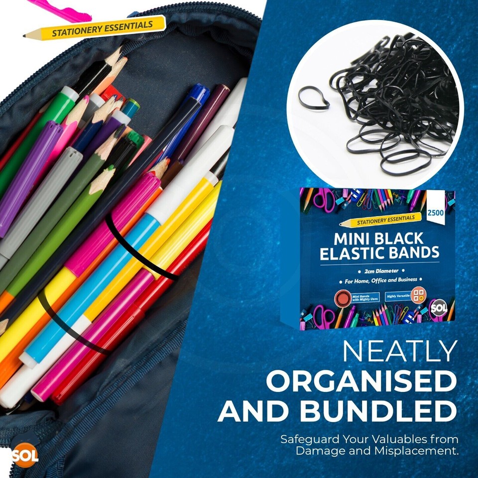 2500pk Mini Black Hair Elastics Rubber Bands Braids Braiding Plaits ...