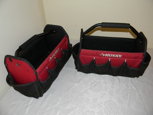 HUSKY Heavy Duty 15 in. 10 Pocket Open Tool Tote With Foam Grip Handle ...
