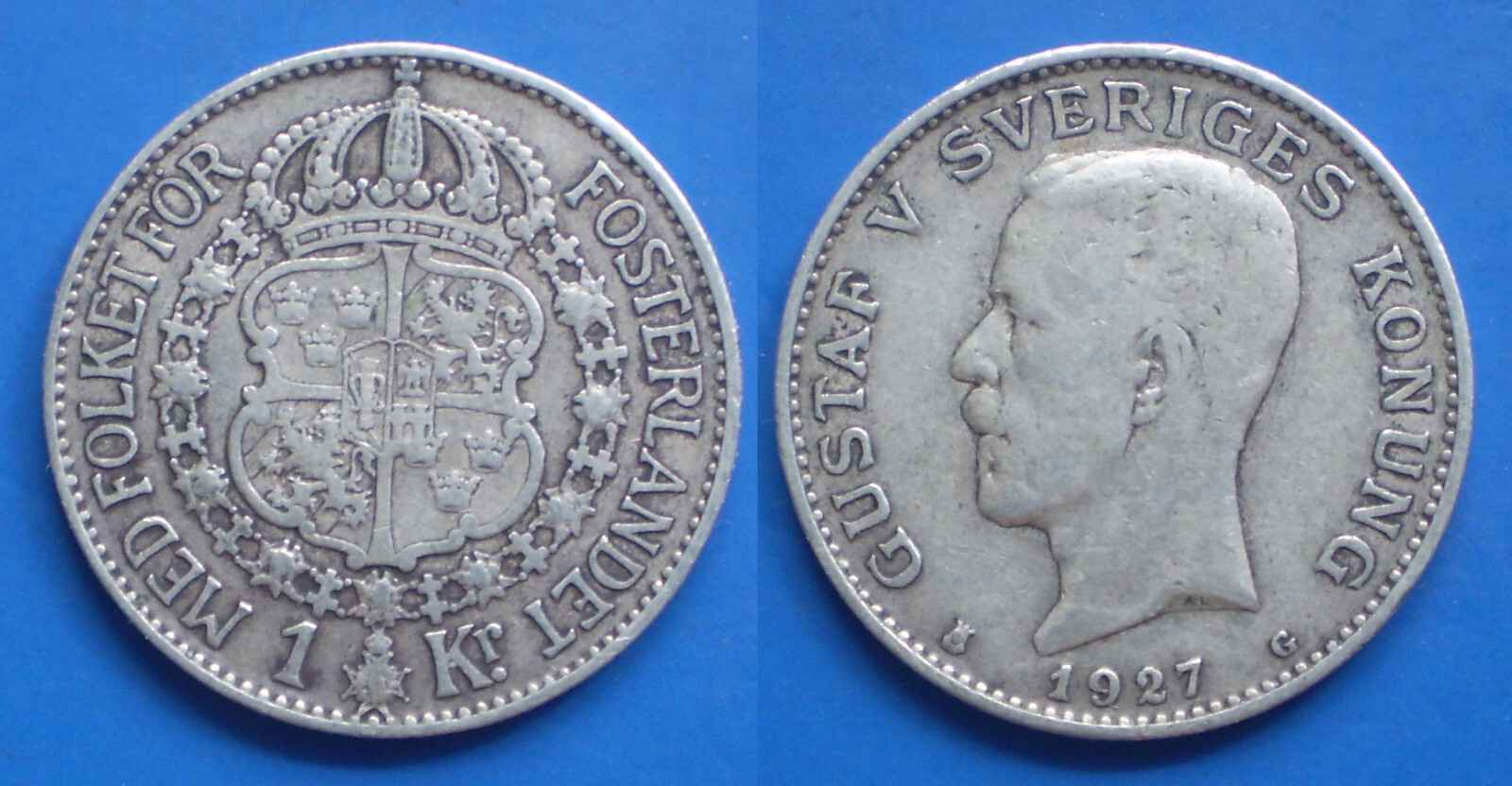 Sweden 1 Krona 1927 G Silver 0,800 coin 7.5g KM#786.2 (004 К) | eBay.de