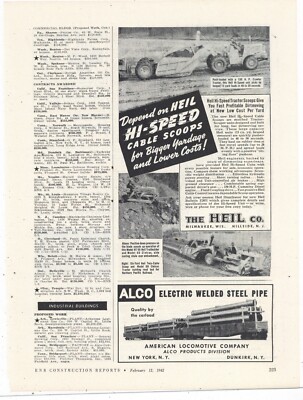 1942 Heil Co. Ad: C-16 Scoops & CLETRAC Model DD Tractors ...