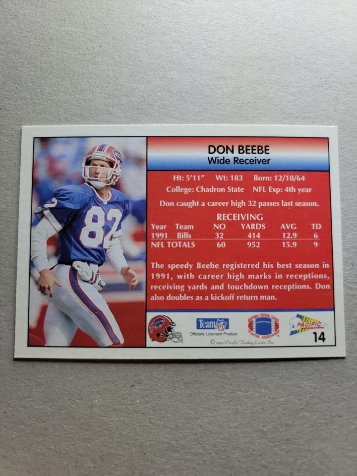 1992 Pacific Football Card - Don Beebe - #14 - Buffalo Bills | eBay