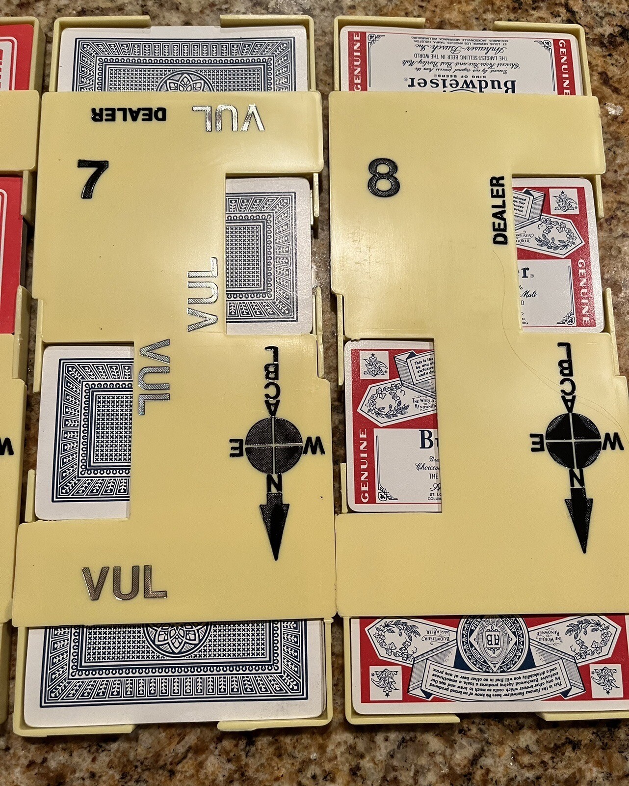 Official ACBL Duplicate Bridge Boards In Box 5-8 Yellow With Cards 1976 ...
