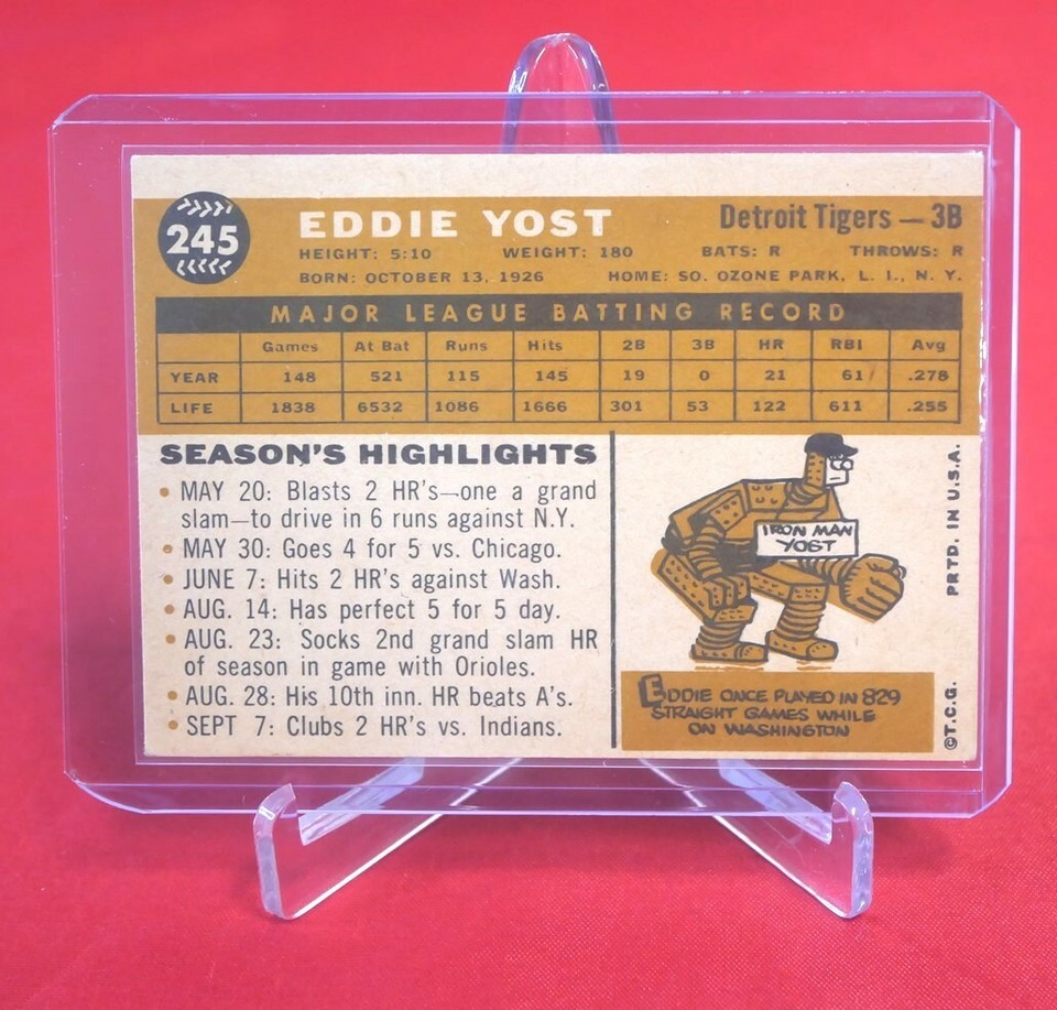 Eddie Yost 1960 TOPPS Baseball Card #245 EX-MT | eBay