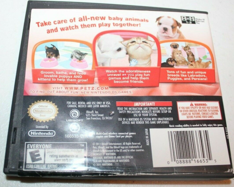 Petz: Puppyz & Kittenz (Nintendo DS, 2011) Rated E, Ubisoft, Groom ...