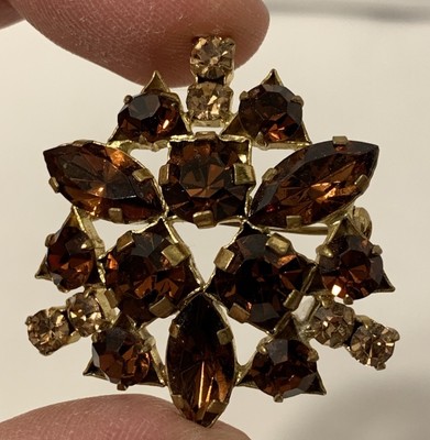 VTG Austria Amber Glass Crystal Rhinestone Brooch - 2” MARKED | eBay